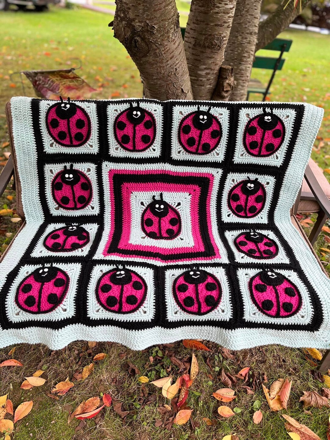 Baby Afghan, Ladybug Baby Blanket Crocheted, Handmade Crochet Ladybug ...