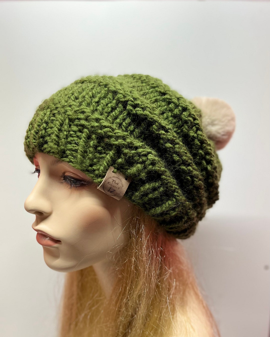 Army Green Chunky Knit Hat, Knitted Green Color Hat, Knit Chunky Beanie ...