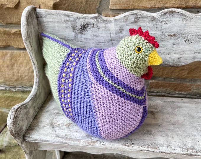 Knit Chicken, Emotional Support Chicken, Knitted Chicken, Barnyard ...