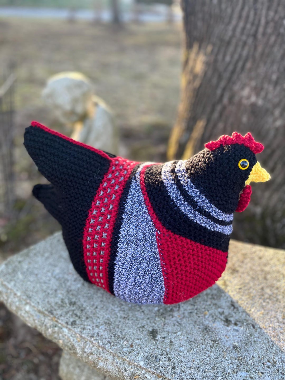 Knit Chicken, Emotional Support Chicken, Knitted Chicken, Barnyard ...