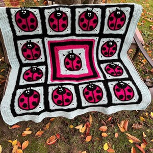 Baby Afghan, Ladybug Baby Blanket Crocheted, Handmade Crochet Ladybug ...