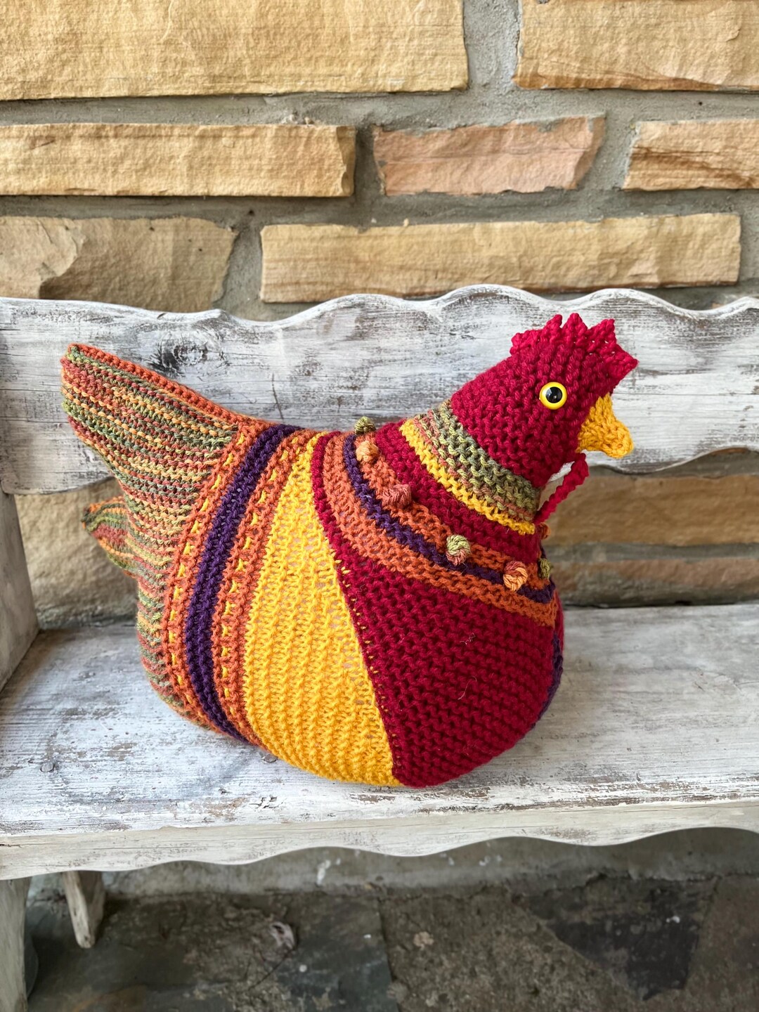 Emotional Support Chicken, Knit Chicken, Barnyard Chicken, Knit ...