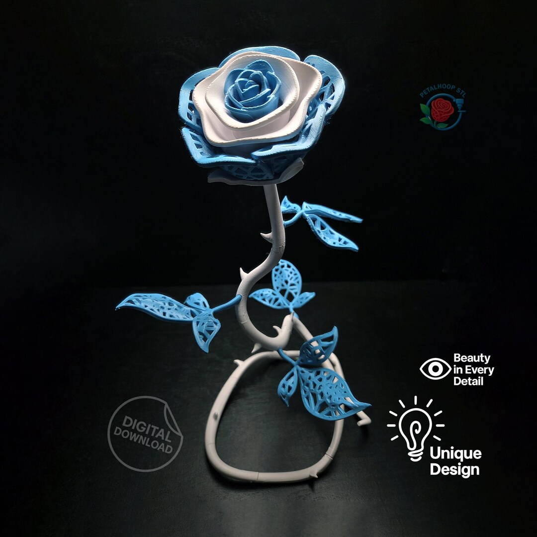 Table Rose Flower STL File, 3D Print Forever Flower, Digital Artificial ...