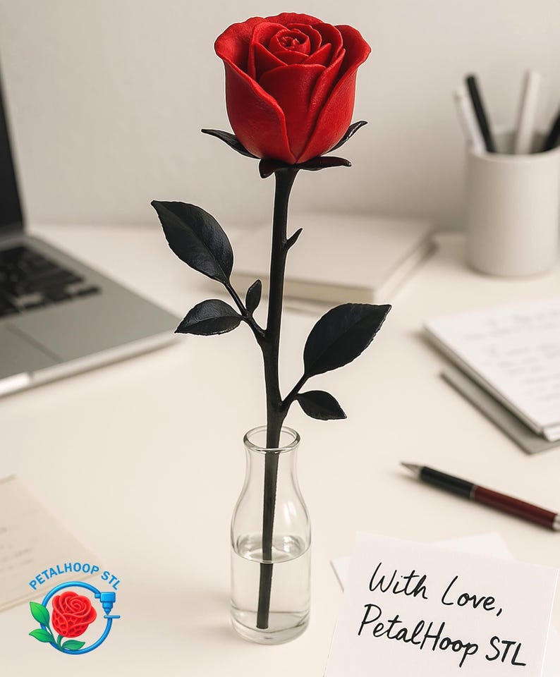 Forever Rose STL File, 3D Printable Gift Flower, Digital Artificial ...