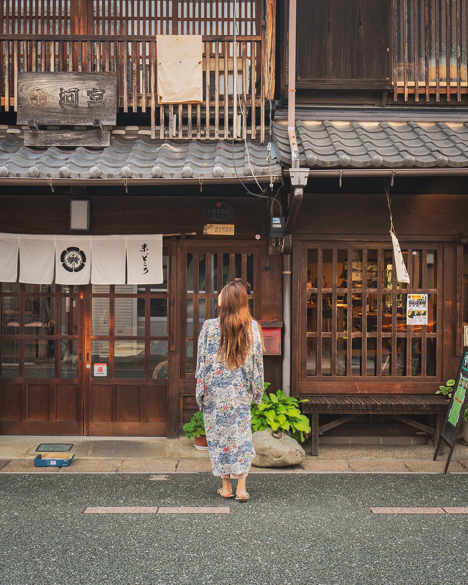 NAMI – Summer Kimono Robe | Vintage Wave & Floral Pattern in Blue on ...