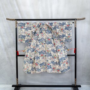 NAMI – Summer Kimono Robe | Vintage Wave & Floral Pattern in Blue on ...