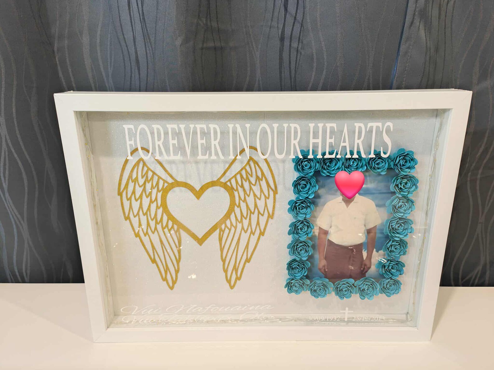 Custom Memorial Shadow Box Frame - Personalised Photo, Name, Dates ...
