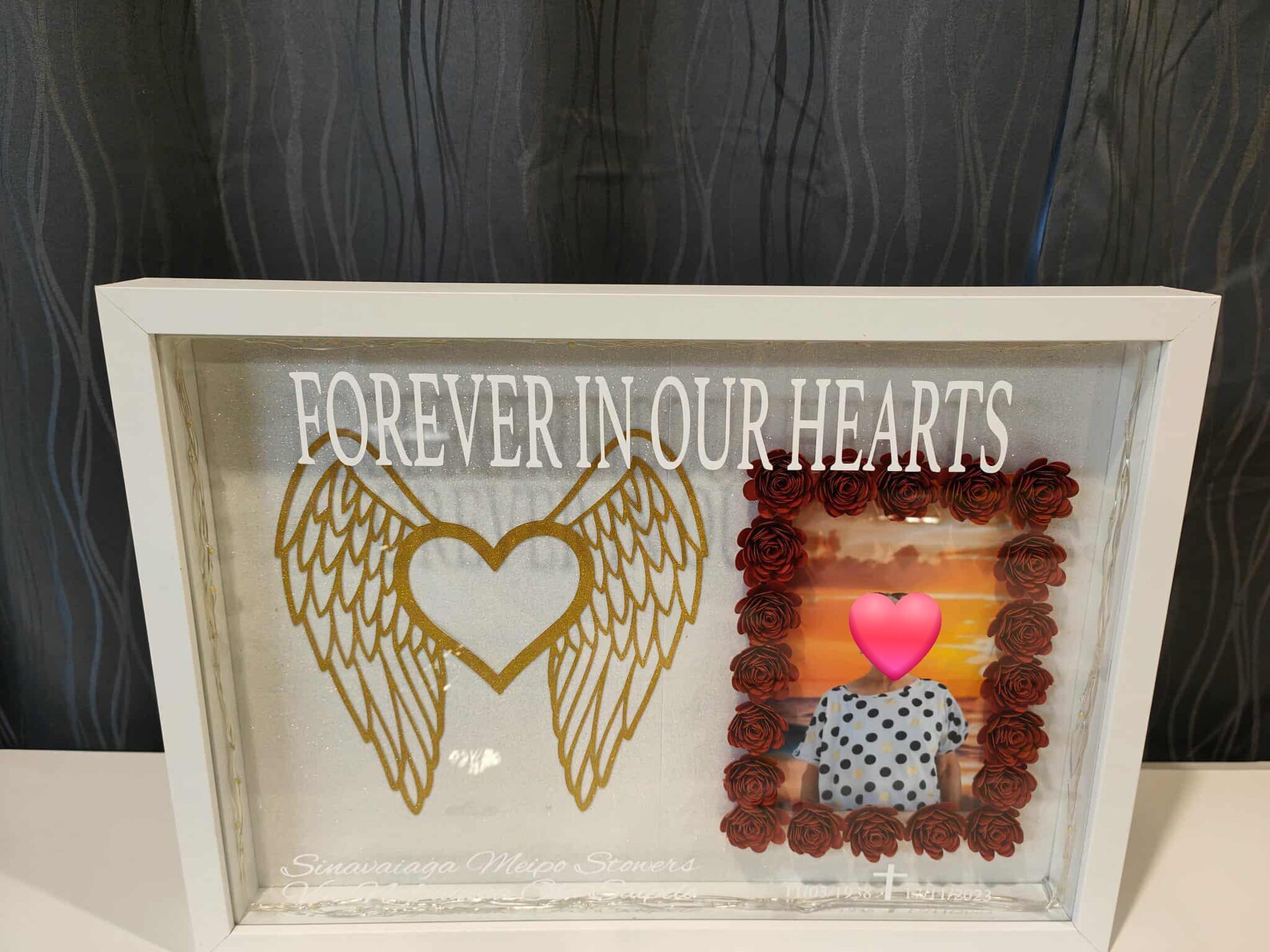 Custom Memorial Shadow Box Frame - Personalised Photo, Name, Dates ...