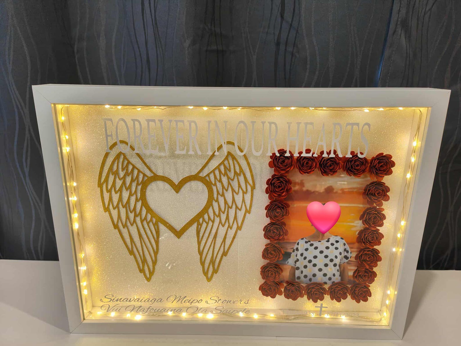 Custom Memorial Shadow Box Frame - Personalised Photo, Name, Dates ...
