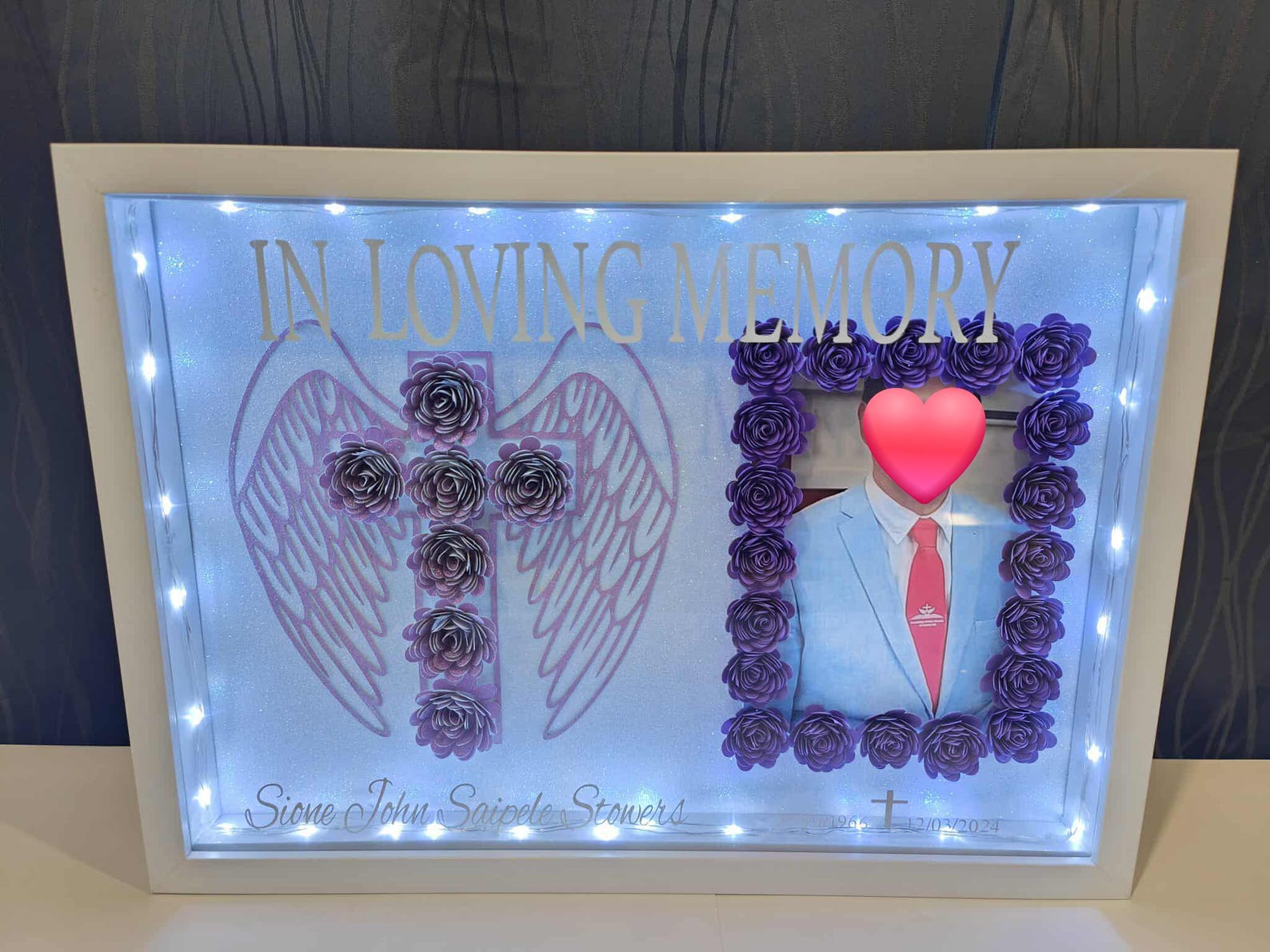 Custom Memorial Shadow Box Frame - Personalised Photo, Name, Dates ...