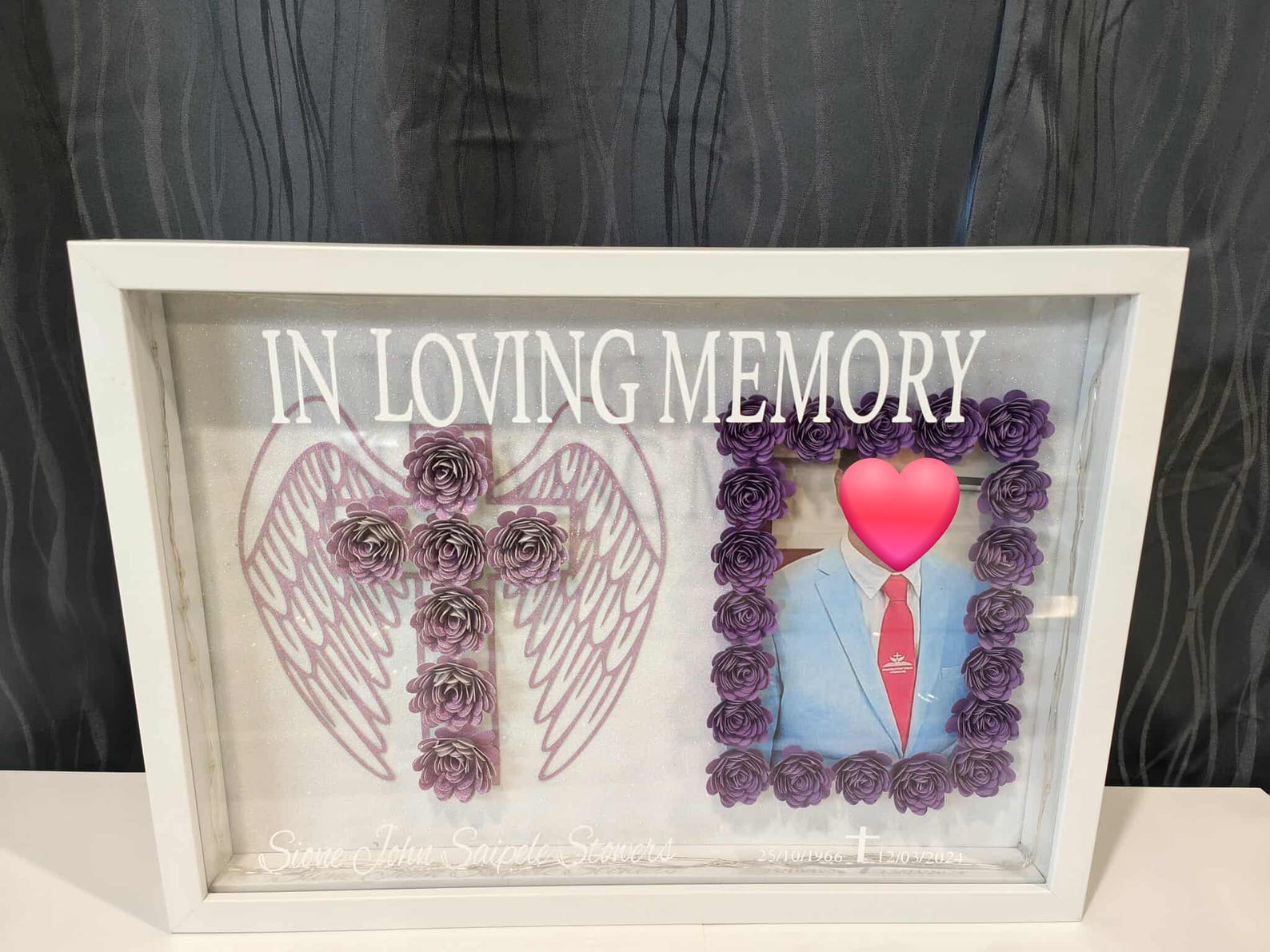 Custom Memorial Shadow Box Frame - Personalised Photo, Name, Dates ...