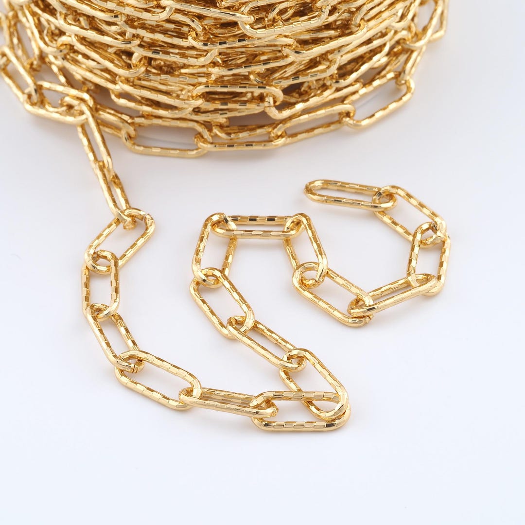 1 Meter Gold Paper Clip Chains,18k Gold Filled Semi Finished Chain,diy ...