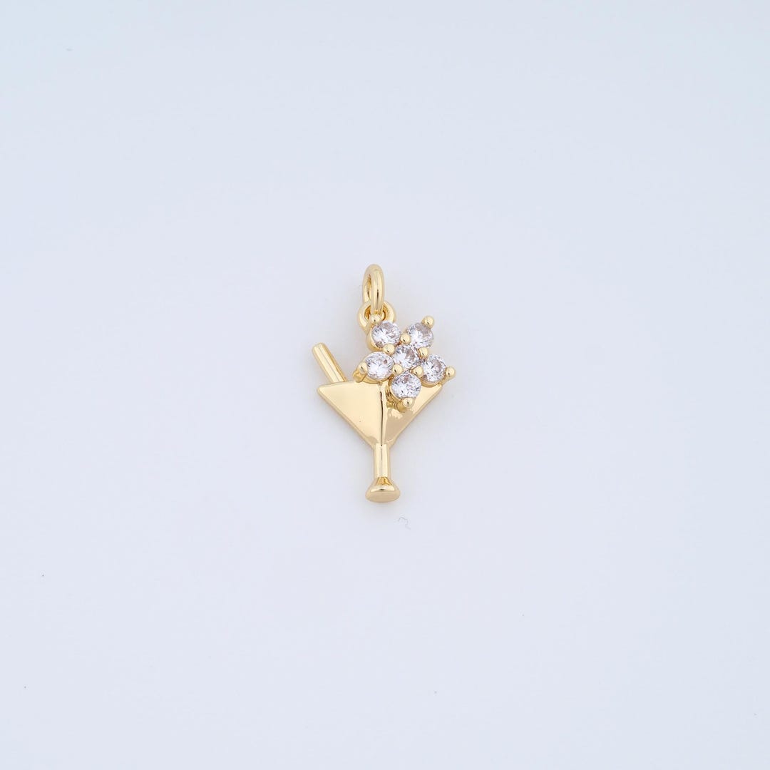 Zircon Goblet Charms,18k Gold Filled Wine Glass Pendant,diy Jewelry ...