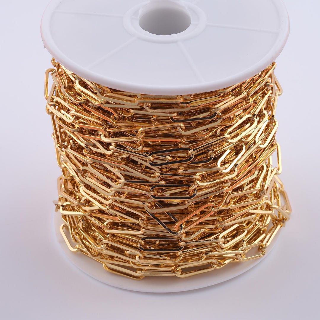 1 Meter Gold Paper Clip Chains,18k Gold Filled Square Chain,jewelry ...
