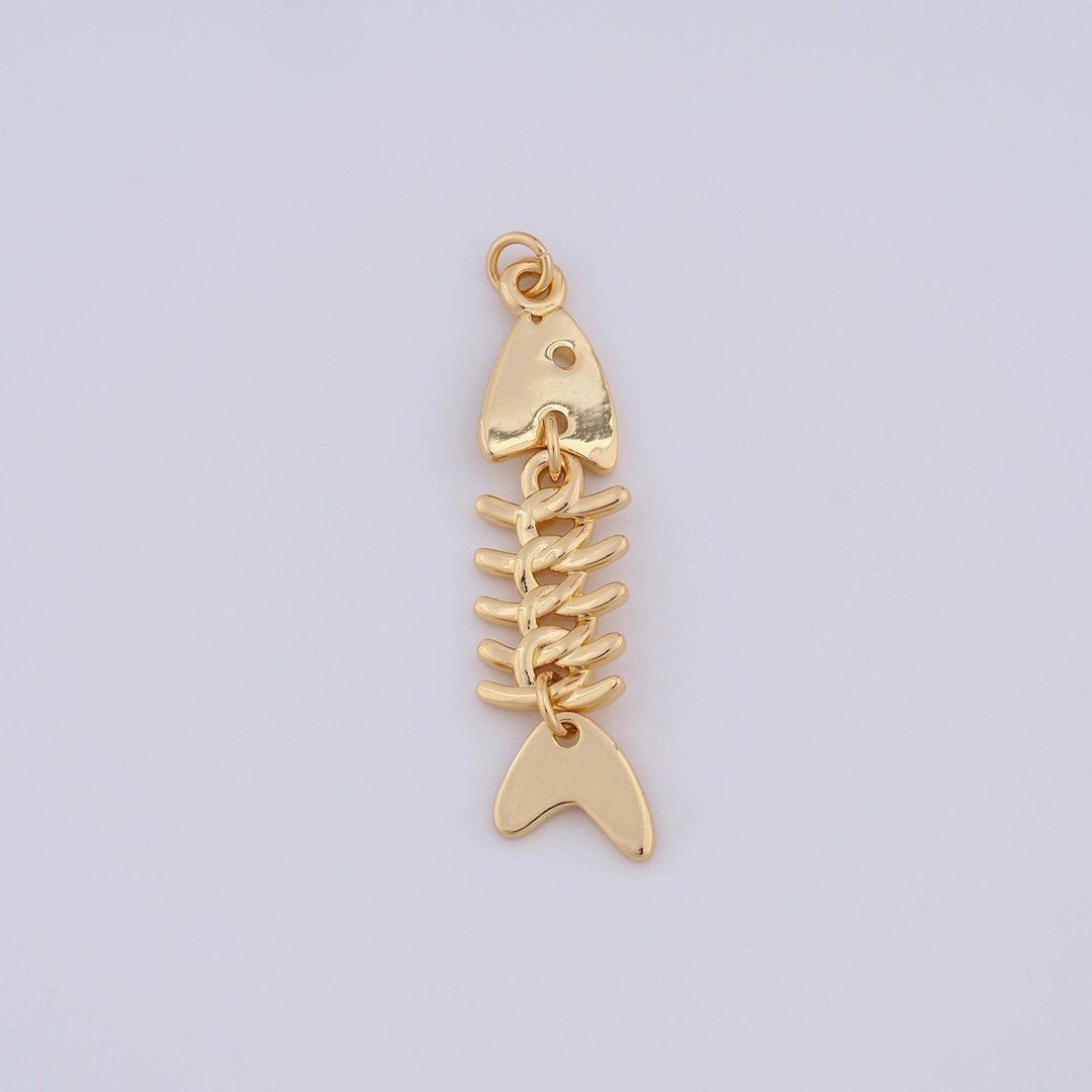 Gold Fish Bone Charms,18k Gold Filled Fish Pendant,bone Charm DIY ...