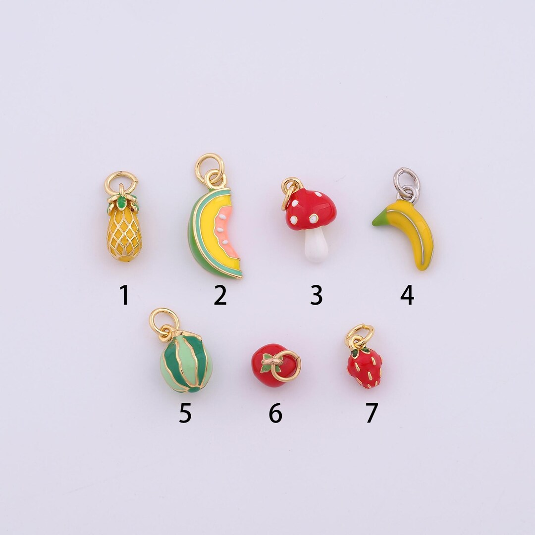 Enamel Fruits Charms,18k Gold Filled Strawberry Pendant,pineapple ...
