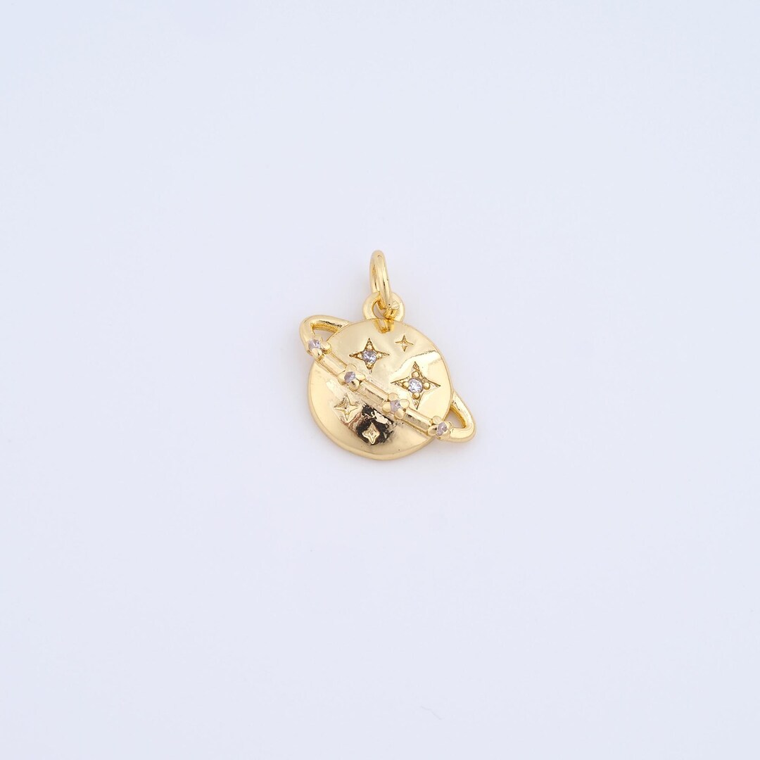 Gold Saturn Charms,18k Gold Filled Round Saturn Pendant,diy Jewelry ...