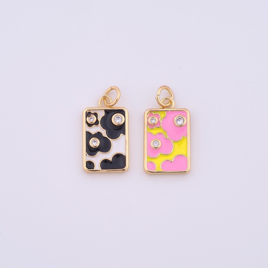 Enamel Square Charms,18k Gold Filled Rectangle Pendant,diy Jewelry ...