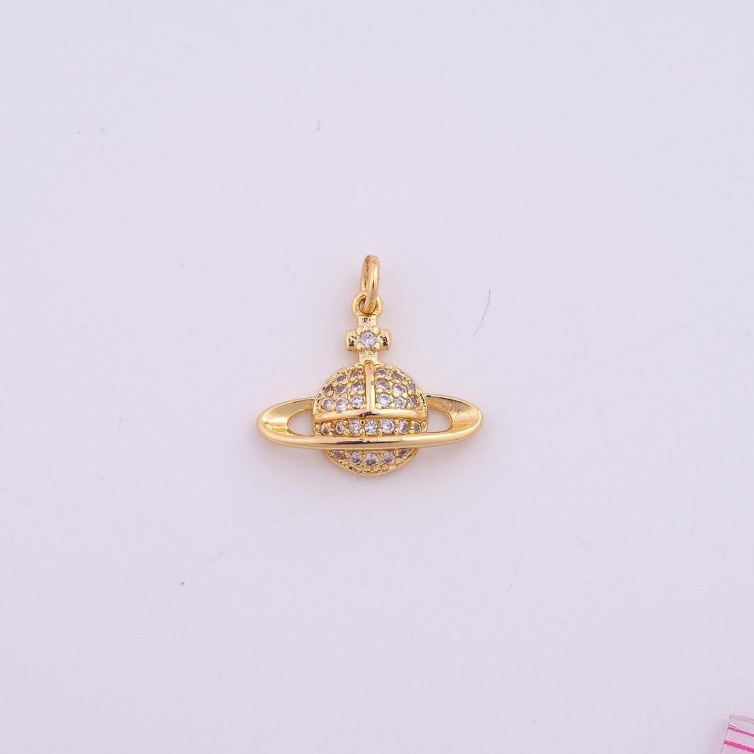 Gold Saturn Charms,18k Gold Filled Round Saturn Pendant,diy Jewelry ...