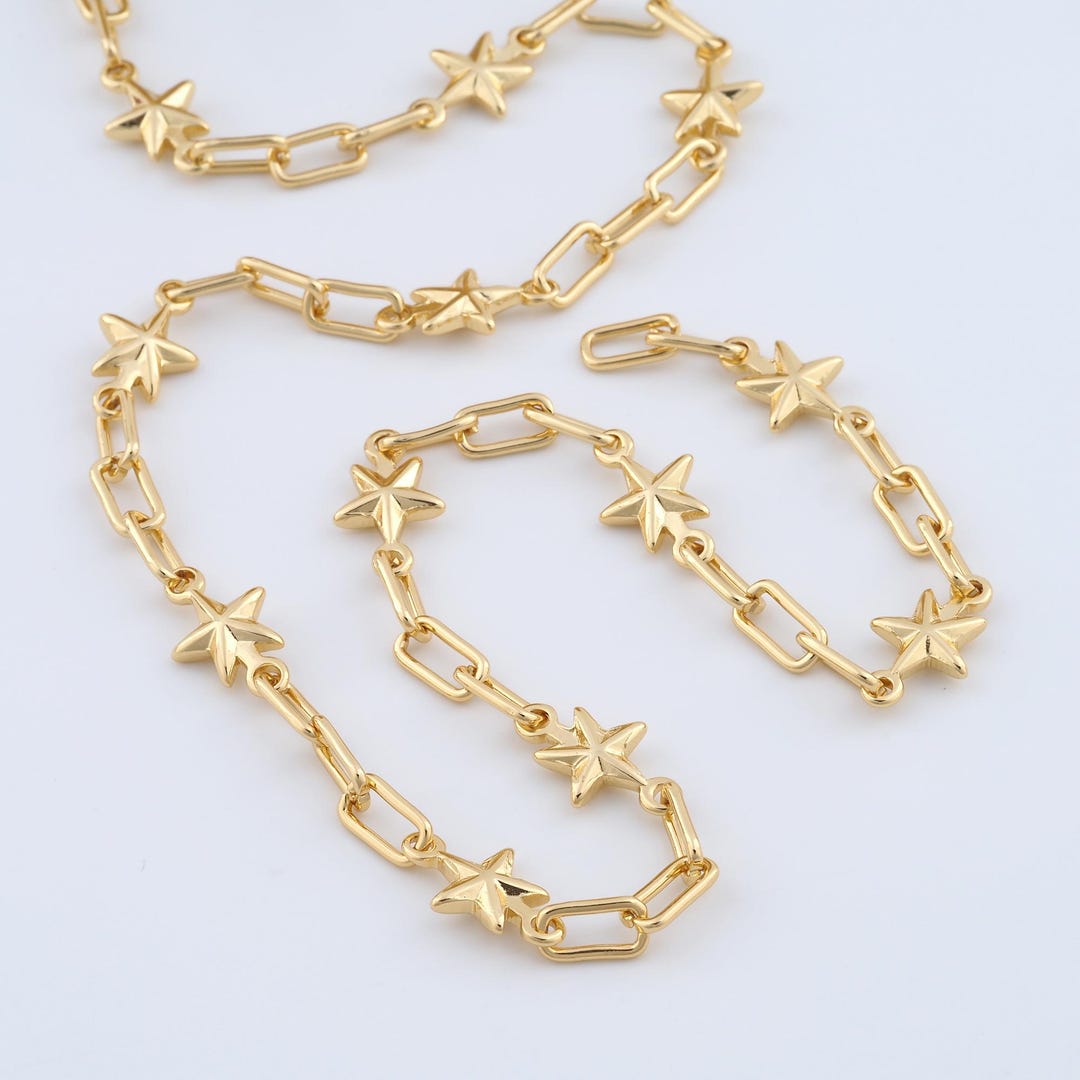 1 Meter Gold Star Chains,18k Gold Filled Semi Finished Chain,diy ...