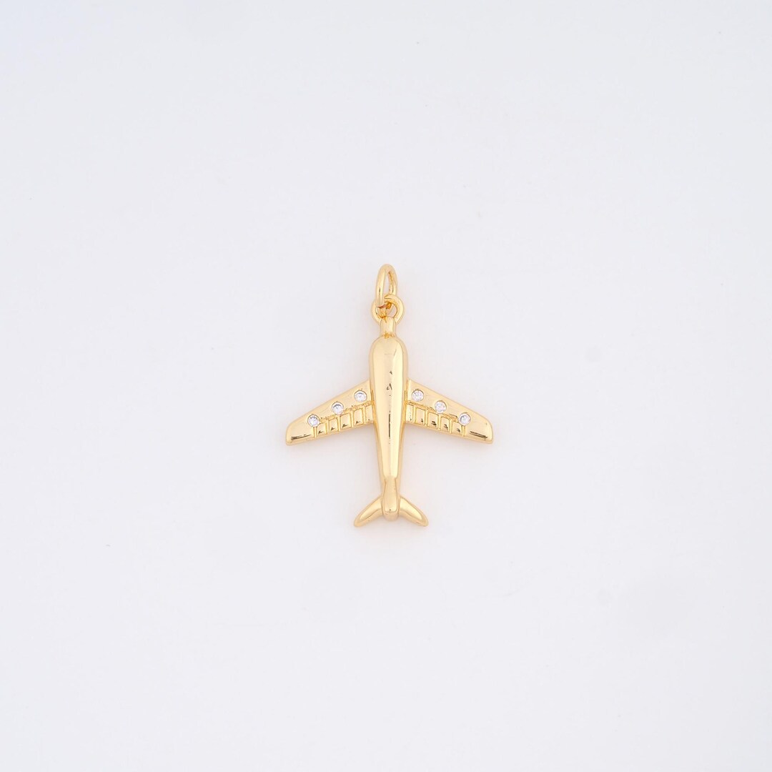 Zircon Airplane Charms,18k Gold Filled Airplane Pendant,diy Jewelry ...