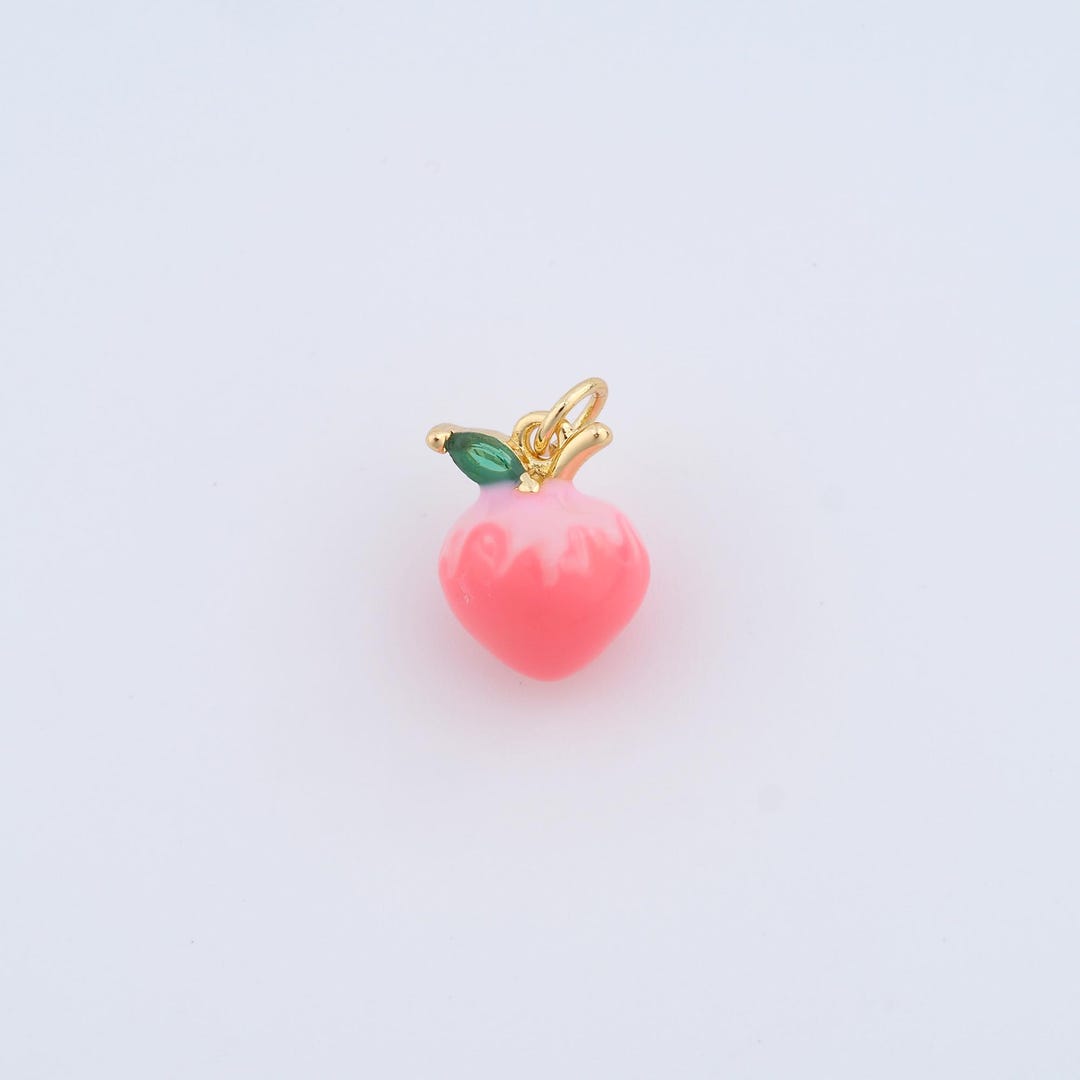 Enamel Peach Charms,18k Gold Filled Fruit Pendant,diy Jewelry ...