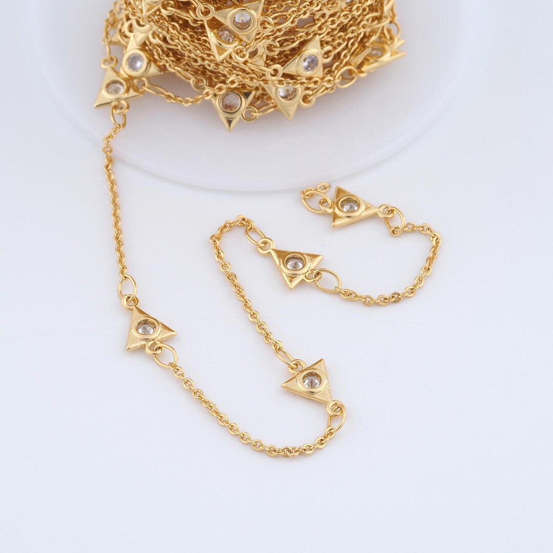 1 Meter Gold Triangle Chains,18k Gold Filled Semi Finished Chain,diy ...