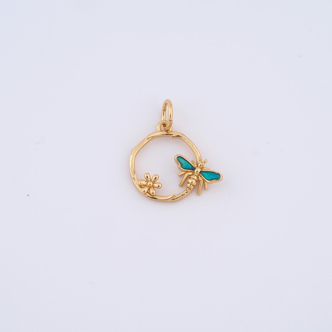 Enamel Bee Charms,18k Gold Filled Insect Pendant,diy Jewelry ...