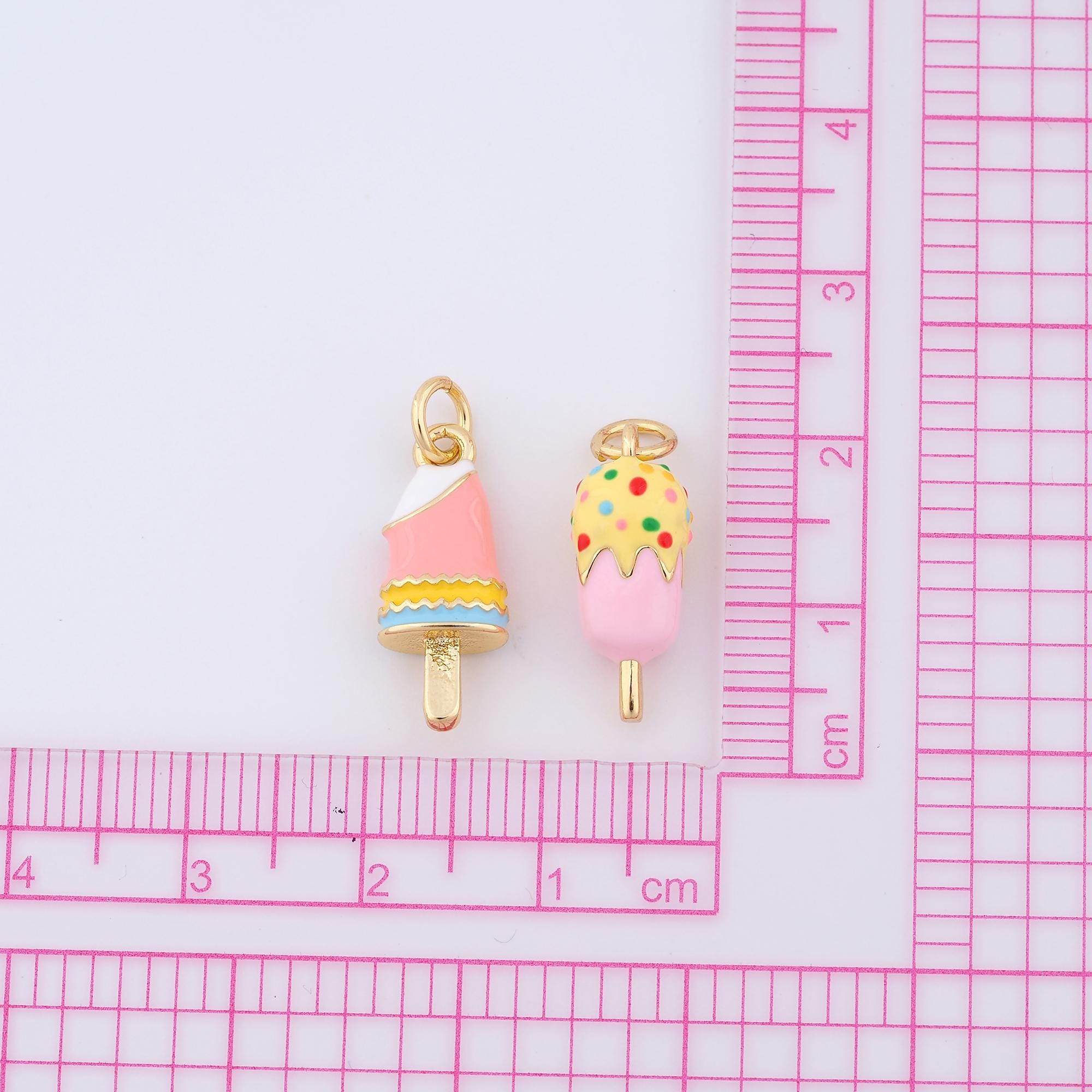 Enamel Ice Cream Charms,18k Gold Filled Ice Cream Pendant,diy Jewelry ...
