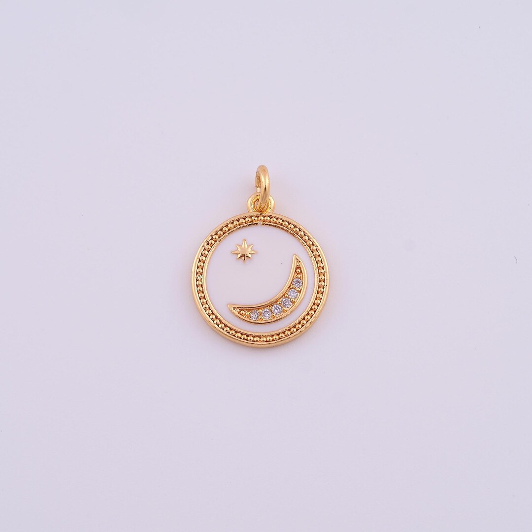 Gold Moon Charms,18k Gold Filled Round Moon Pendant,diy Jewelry ...