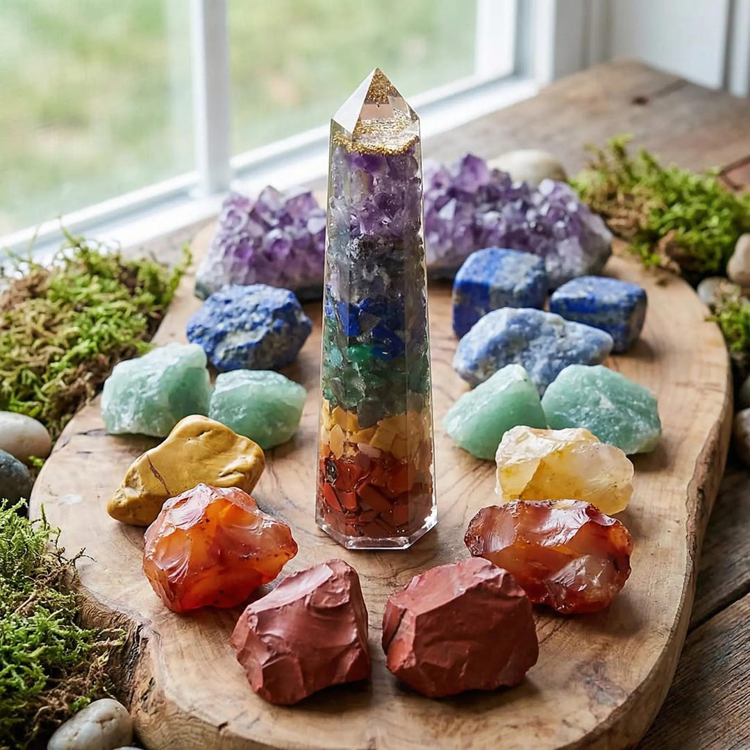 Orgonite 7-chakra Obelisk -- 12 Cm - Etsy