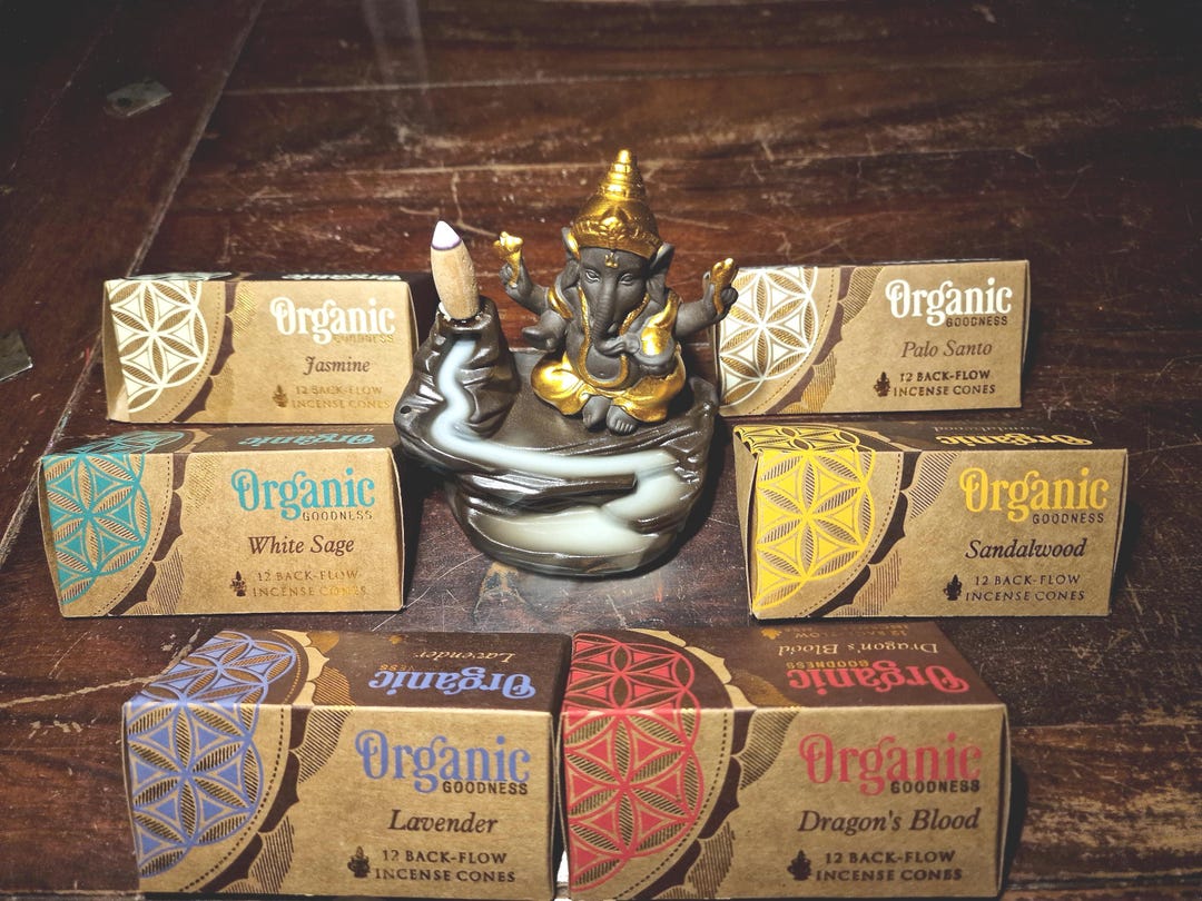 Ganesha Backflow Incense Burner Including 6 Types of Incense Cones - Etsy