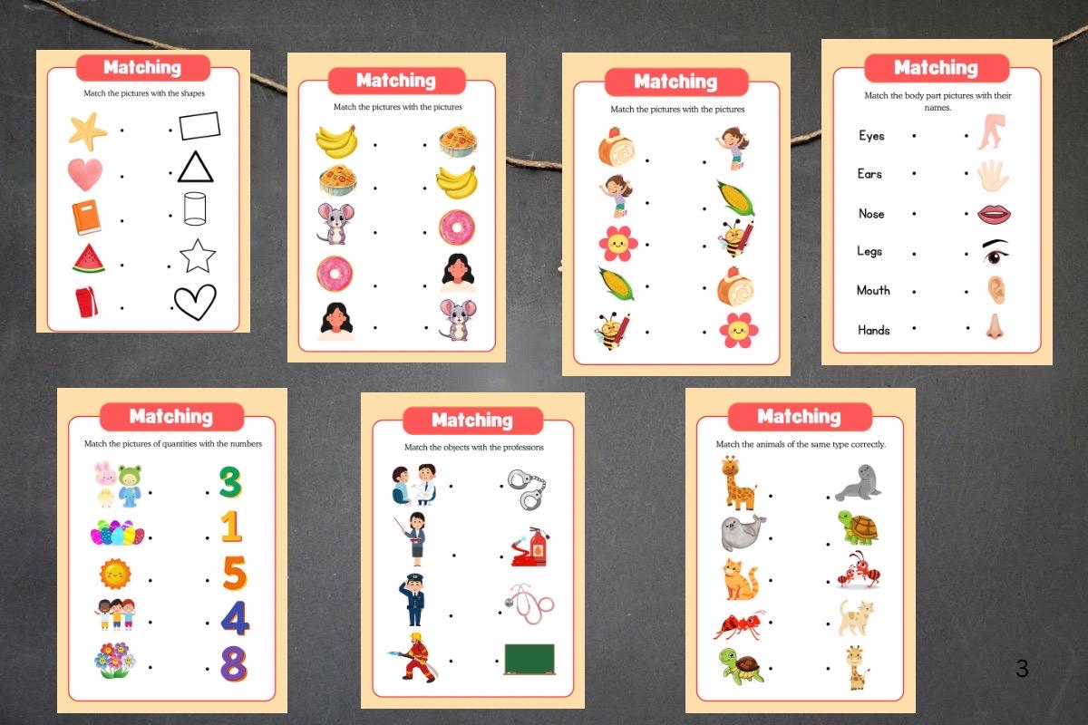 20 Printable Matching Worksheets | Fun Educational Busy Book for ...