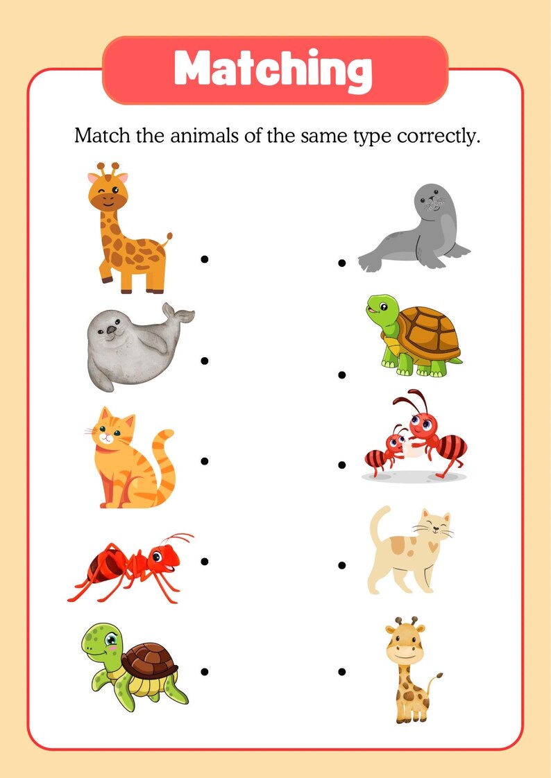 20 Printable Matching Worksheets | Fun Educational Busy Book for ...