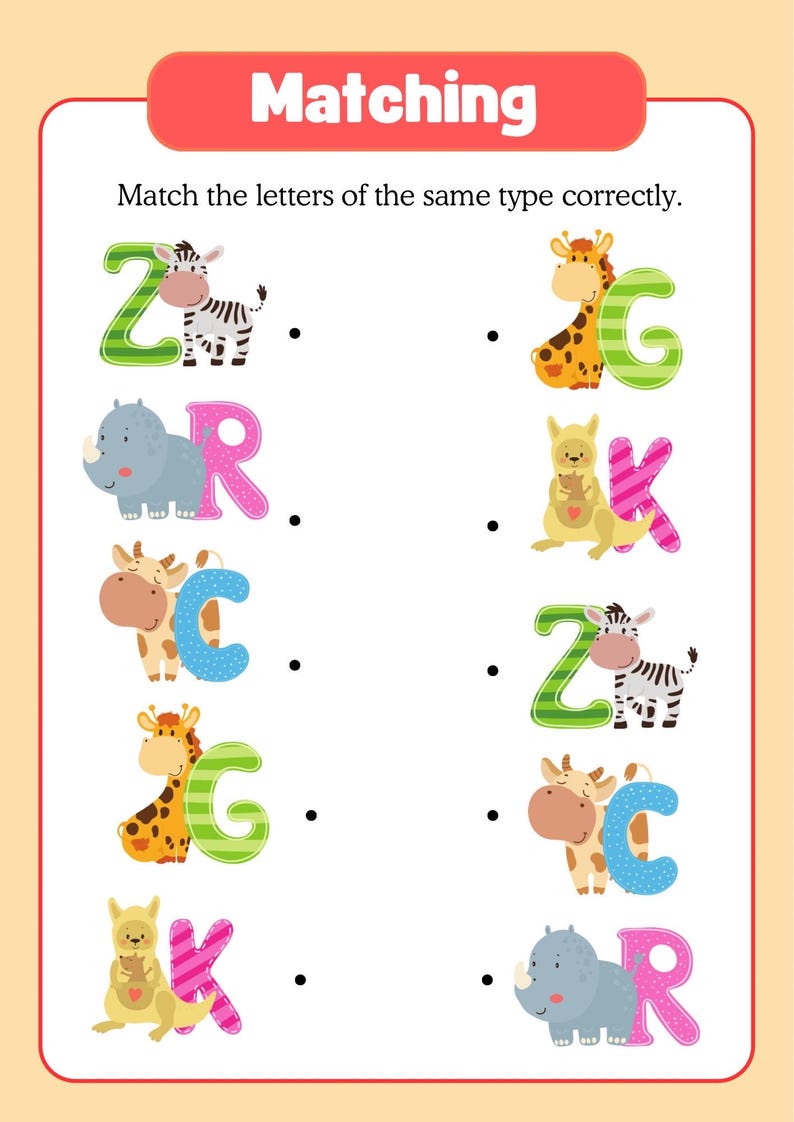 20 Printable Matching Worksheets | Fun Educational Busy Book for ...