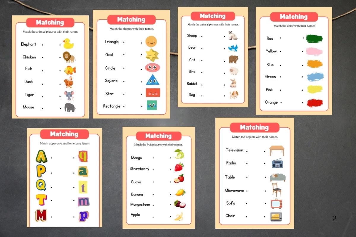 20 Printable Matching Worksheets | Fun Educational Busy Book for ...
