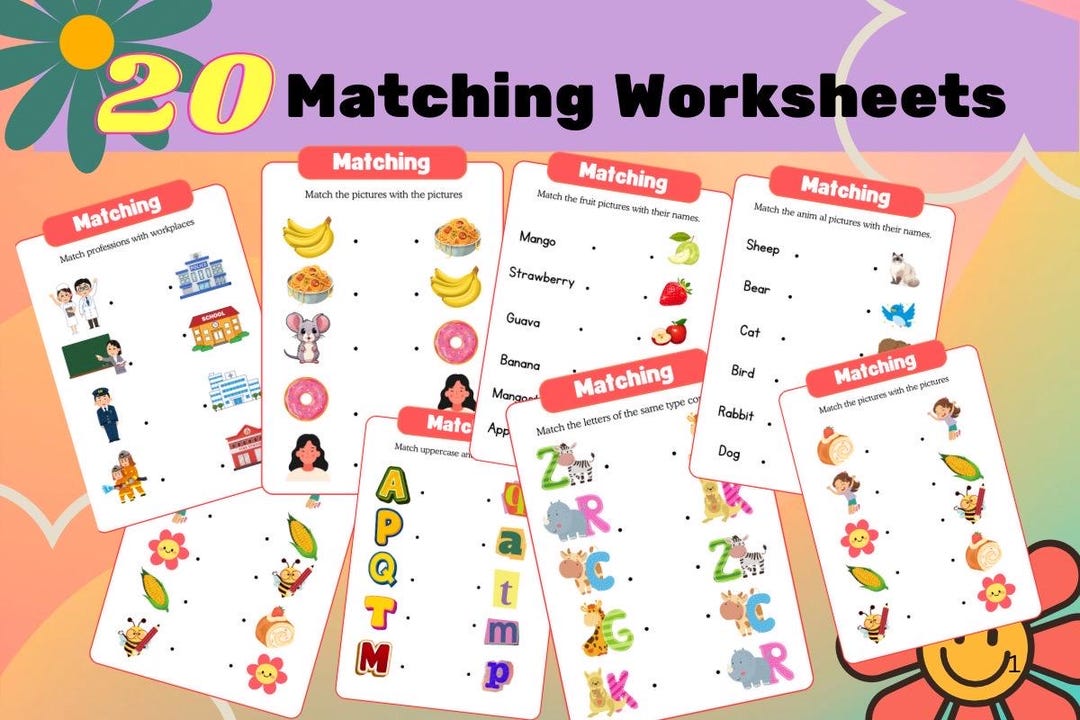 20 Printable Matching Worksheets | Fun Educational Busy Book for ...