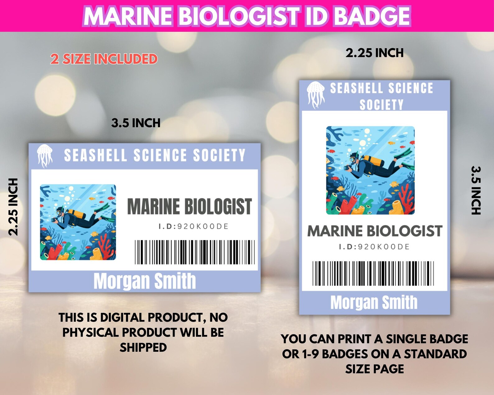 Editable Marine Biologist ID Badge Template, Printable Marine Biology ...