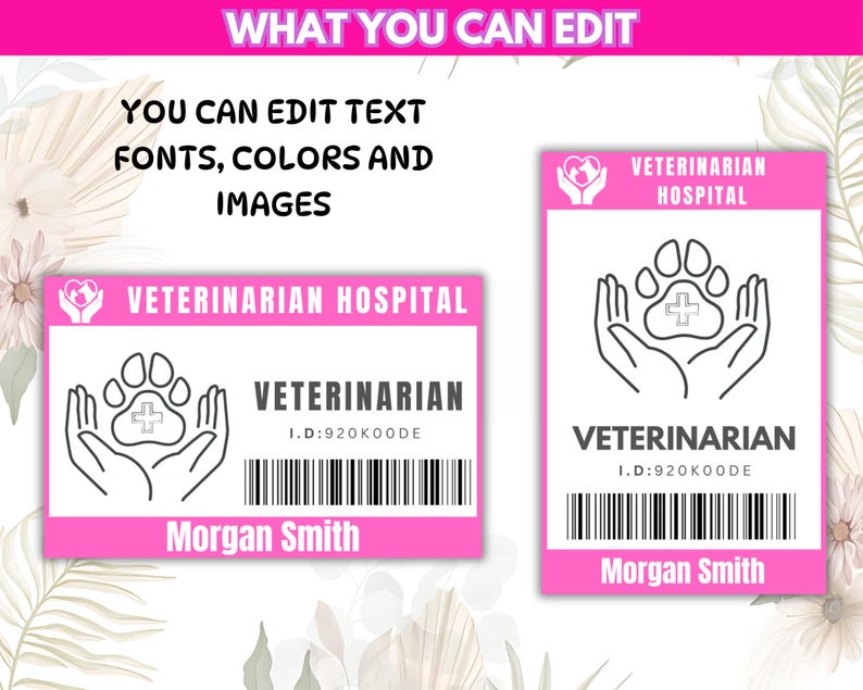 Printable Veterinarian ID Badge Template, Pretend Play Vet Doctor ...