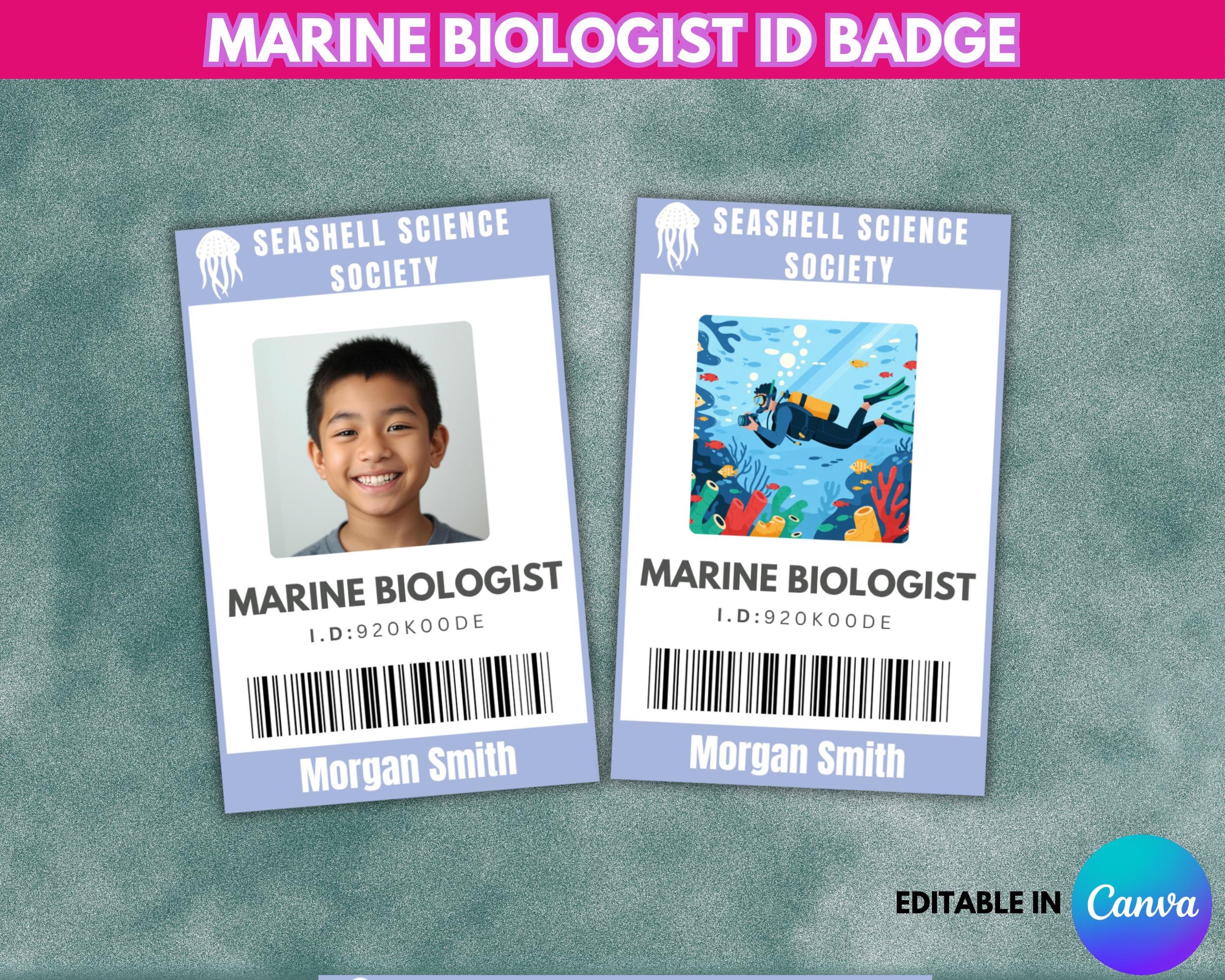 Editable Marine Biologist ID Badge Template, Printable Marine Biology ...