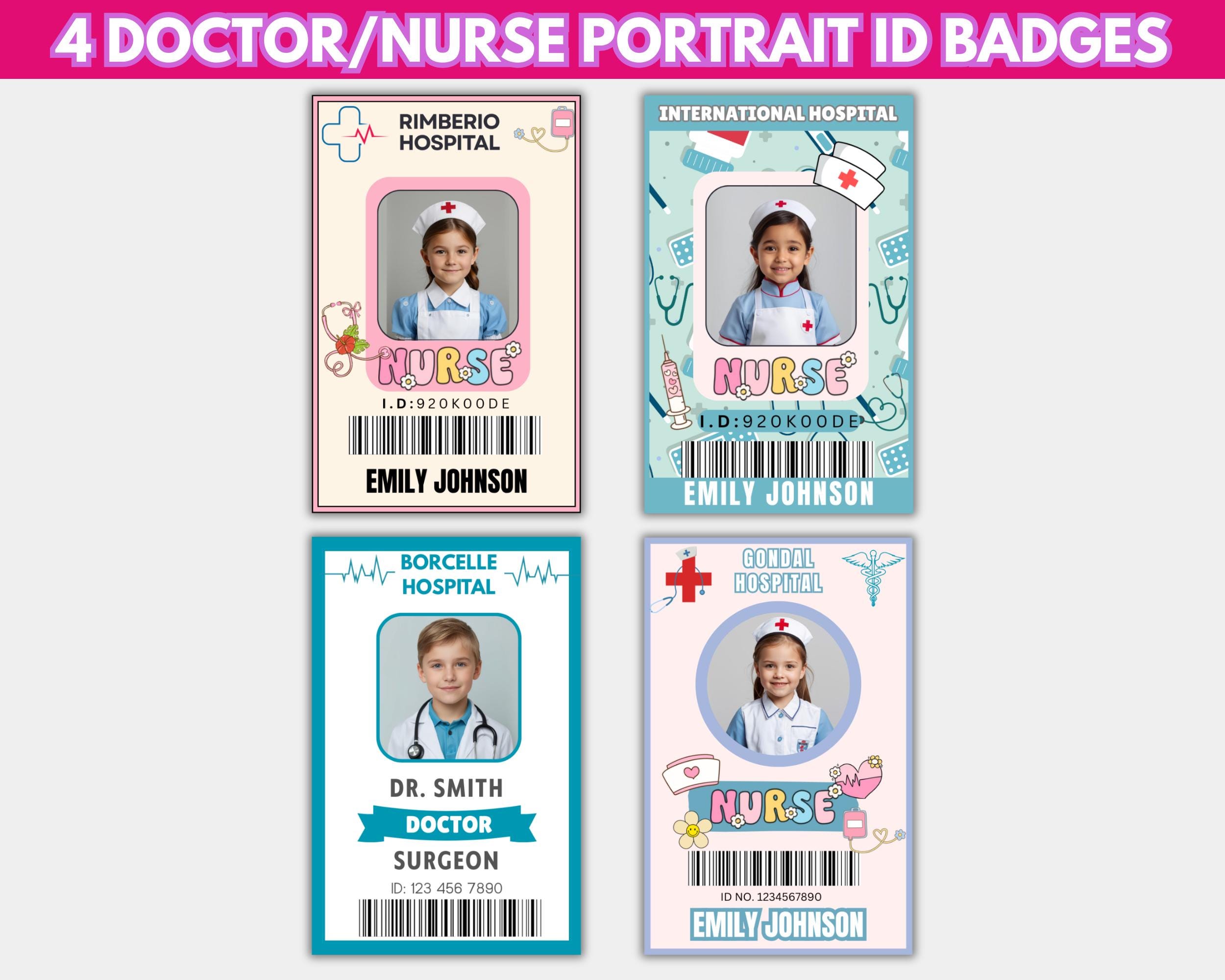 Doctor ID Badge Template (canva Editable), Customizable Nurse Name Tag ...
