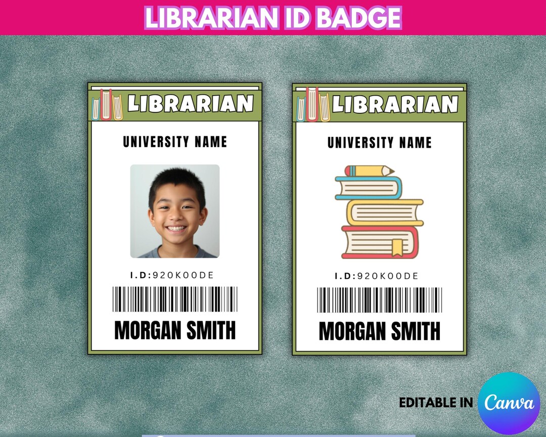 Customizable Librarian Id Badge Template | Teacher & School Staff Id ...