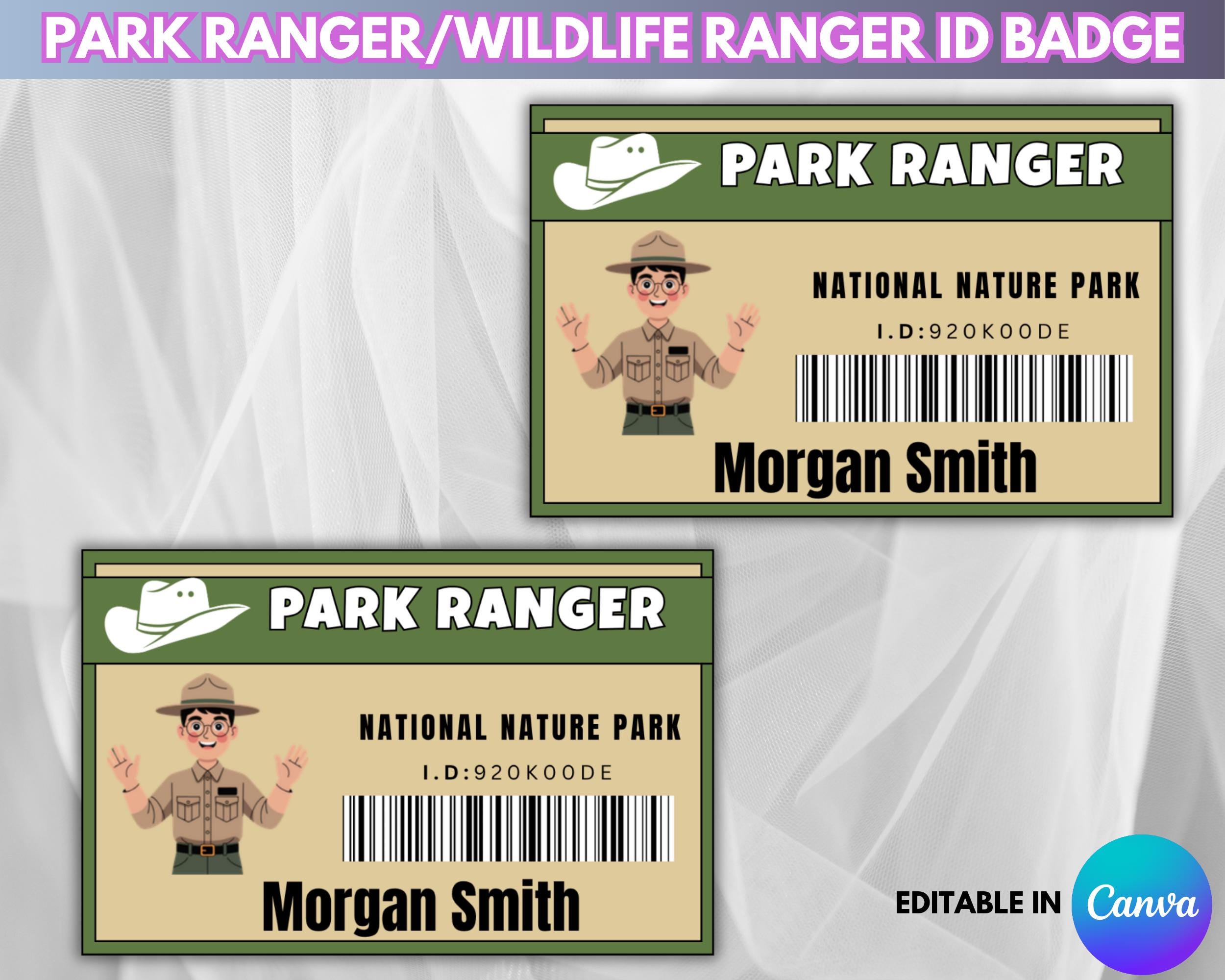 Editable Wildlife Ranger ID Badge Template, Printable Park Ranger Name ...