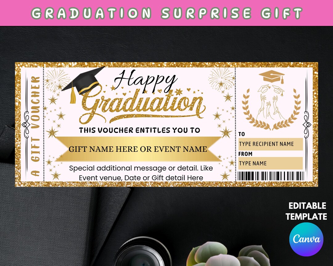 Graduation Surprise Gift Voucher: Printable Graduation Gift Certificate ...