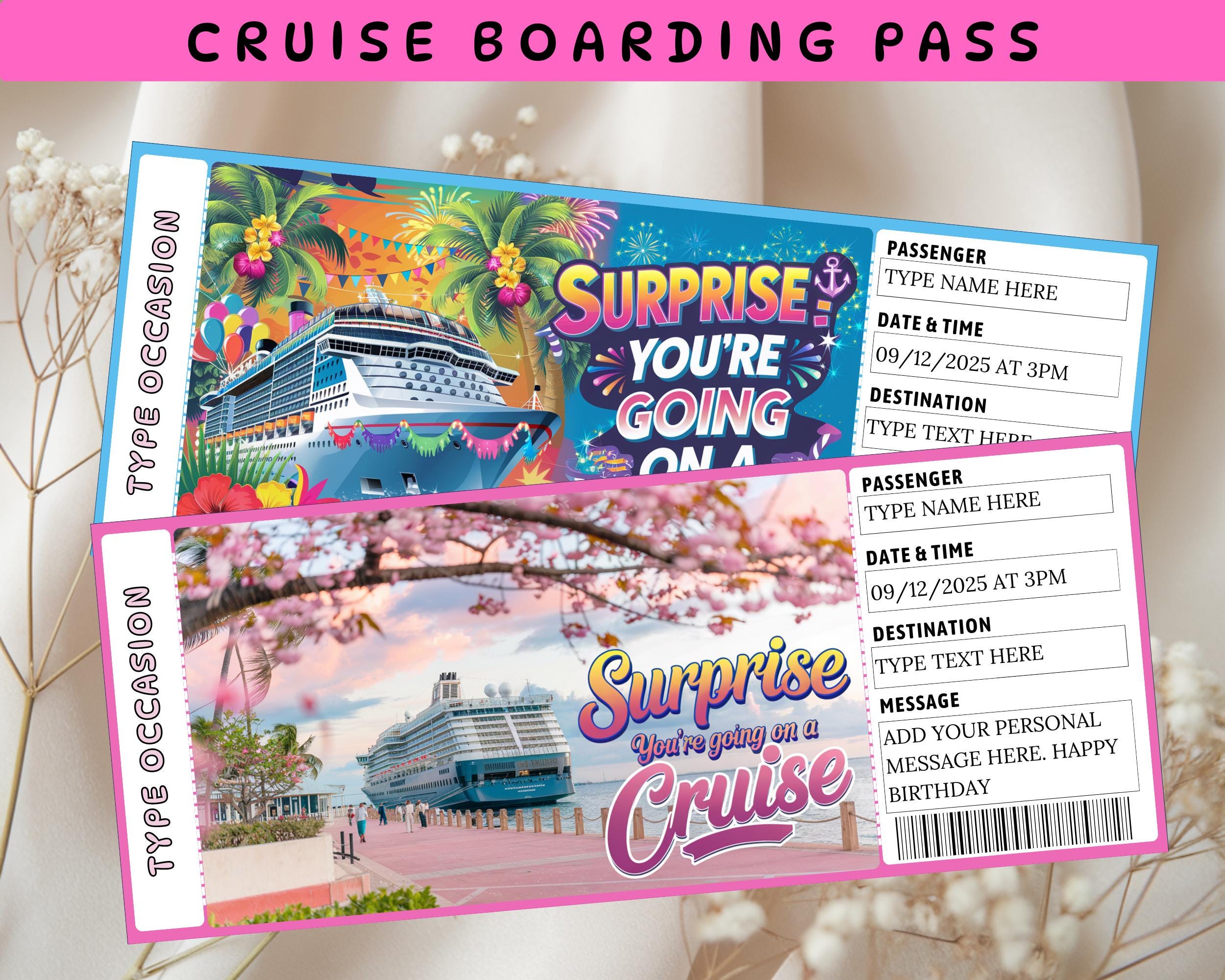 Editable Cruise Ticket Template, Printable Cruise Boarding Pass ...