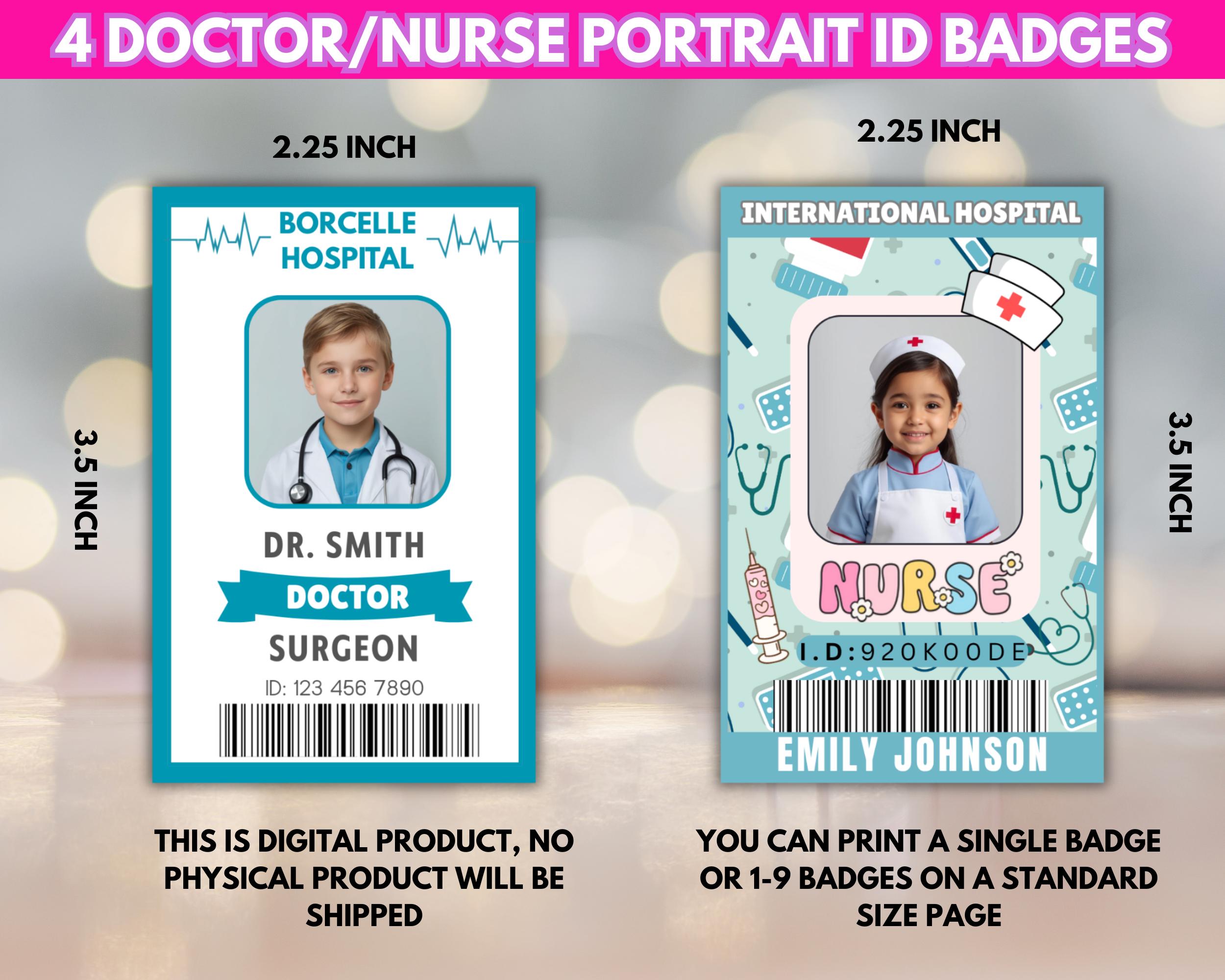 Doctor ID Badge Template (canva Editable), Customizable Nurse Name Tag ...