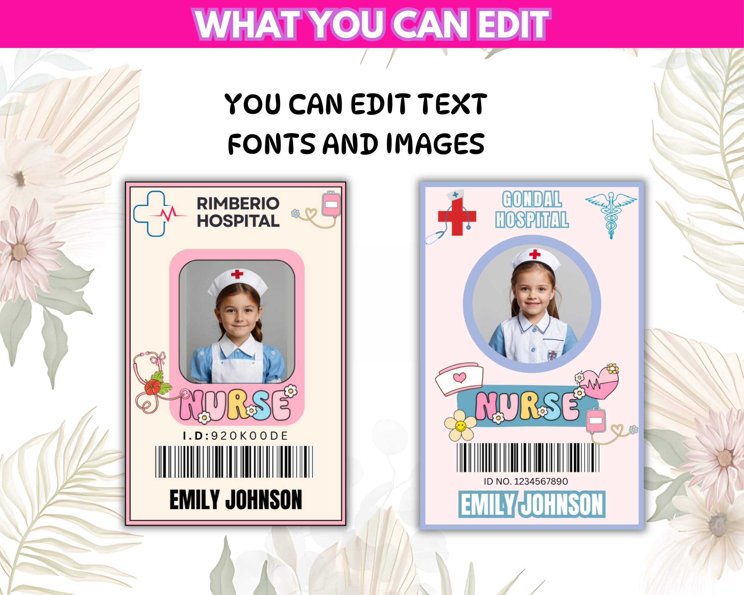 Doctor ID Badge Template (canva Editable), Customizable Nurse Name Tag ...