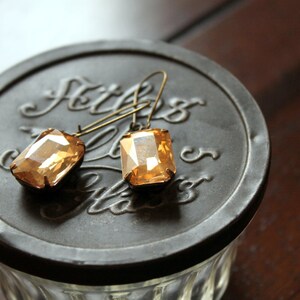 Vintage Colorado Topaz Light Yellow Large Rectangle Glass Gem Brass ...