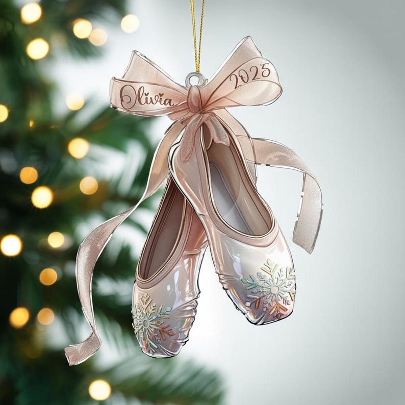 Personalized Ballet Shoes Christmas Ornament, Custom 2D Flat Pink ...