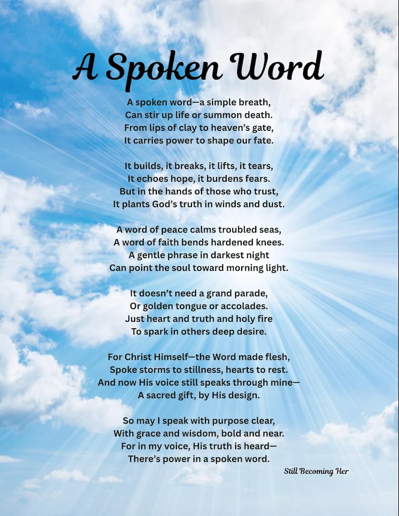 A Spoken Word Christian Poem Printable | Inspirational Scripture Wall ...